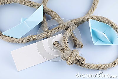 Sticker With Thick Braided Rope And Ship Paper Origami Royalty-Free ...