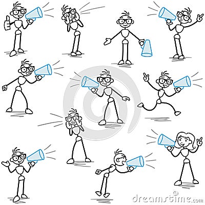 Stickman Megaphone Announcement, Shouting Stock Vector - Image: 39623313
