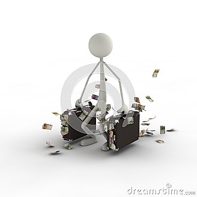 Stickman Money Suitcases Stock Photos - Image: 18876923