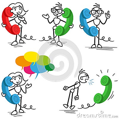 Stickman Phone Call Talking Calling Stock Vector - Image: 39673262
