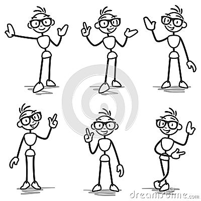 Stickman Stick Figure Pointing Showing Presenting Stock Vector - Image ...