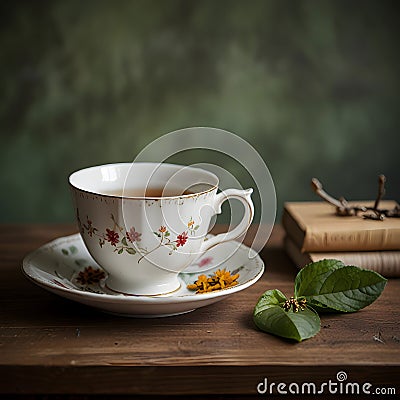 Still Life With Tea Cup And Organic Background Stock Photo ...
