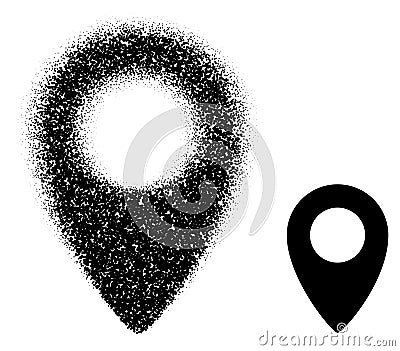 Stippled Map Pin Icon With Solid Black Version Vector Illustration ...