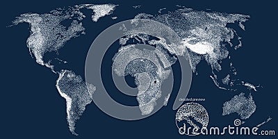 Stippled World Relief Vector Map | CartoonDealer.com #85079457