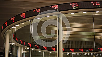 The Stock Ticker/Scroll at the Tokyo Stock Exchange Stock Footage ...