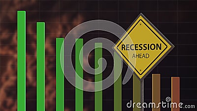 Recession Ahead Warning Symbol with Graph Stock Video - Video of design ...