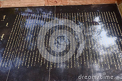 Stone Board Of Foreign Script Displayed At The Sacred Bodhi Tree ...