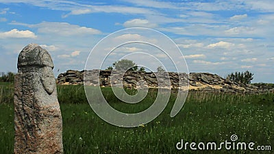 Stone idol of the Scythian stock footage. Video of archeology - 72928878