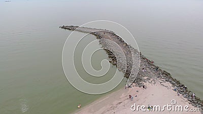 Stone Spit in the Sea. Aerial Shot Stock Video - Video of wave, ledge ...