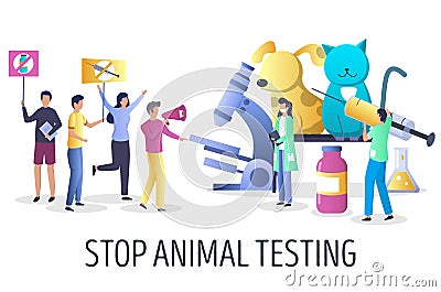 Stop Animal Testing Campaign Vector Concept Illustration ...