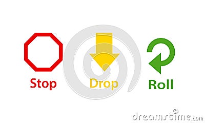 Stop Drop Roll Fire Safety Poster. Clipart Image Vector Illustration ...