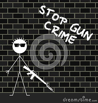 Stop Gun Crime Cartoon Vector | CartoonDealer.com #18195947