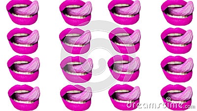 Stop Motion. Set of Movement of Multi-colored Lips. Animation. Gif on a ...