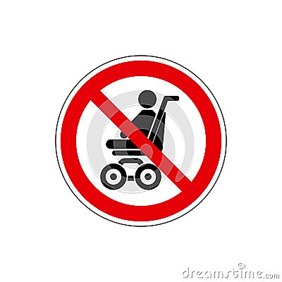 STOP! No Strollers Or Pushchair. VECTOR. The Icon With A Red Contour On ...