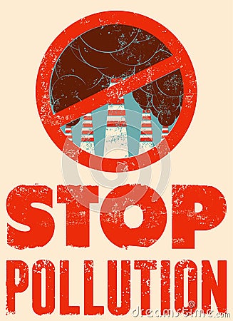 Stop Pollution Sign With Smokestacks. Environmental Pollution Poster ...