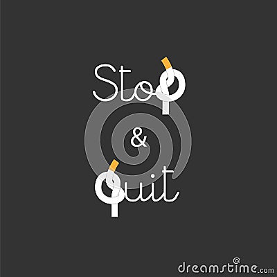 Stop And Quit Smoking Concept Lettering Vector Illustration ...