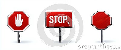 Stop Sign Variations Red Octagon Rectangular Stop Sign Blank Stop Sign ...