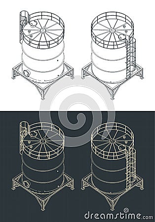 Storage Tank Isometric Drawings Cartoon Vector | CartoonDealer.com ...