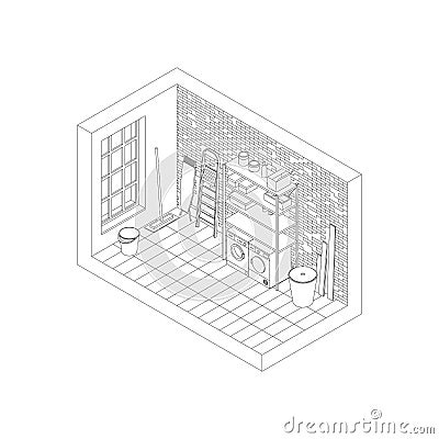 Storeroom Line Drawing Cartoon Vector | CartoonDealer.com #92816091