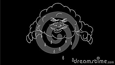 Storm Cloud Throwing Lighting Bolt Drawing 2D Animation Stock Video ...