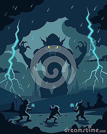 On A Stormy Night The Lightning Reveals The Twisted Forms Of Trolls In ...