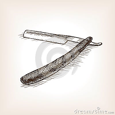 Straight Razor Sketch Style Vector Illustration | CartoonDealer.com ...