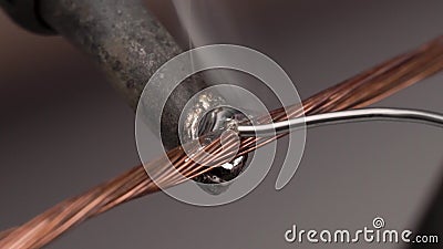 Stranded Copper Wires Soldering with Electrical Solder Using Hand ...