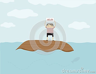Businessman Asking for Help Stock Vector - Illustration of boat, help ...