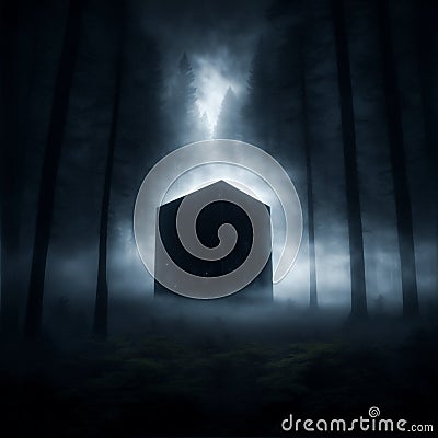 Strange Dark And Ominous Cube Shape With Lights Stock Photography ...
