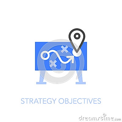 Strategy Objectives Symbol With A Presentation Board And Schema Stock ...