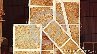 Straw Panels Frame Construction in Manufactory. Stock Video - Video of ...