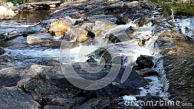 Streaming River, Rapids Water Flowing Down and Over Rocks, Slow Motion ...