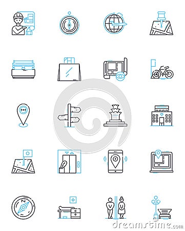 Street Grid Linear Icons Set. Intersection, Gridlock, Avenue ...
