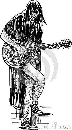 Street Guitarist Stock Vector - Image: 42358280