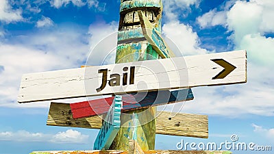 Street Sign to Jail stock video. Video of detention - 158197677