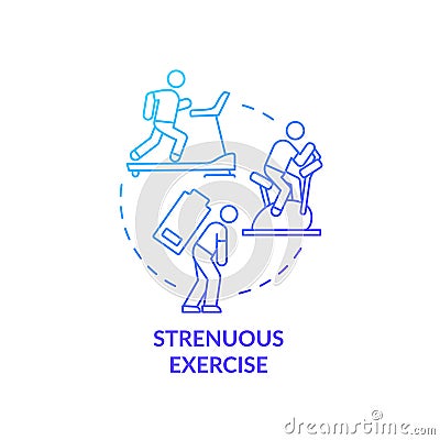 Strenuous Exercise Blue Gradient Concept Icon Cartoon Vector ...