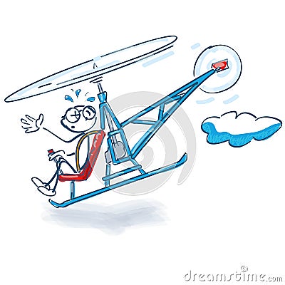 Stick Figure Crashes With A Helicopter Cartoon Vector | CartoonDealer ...