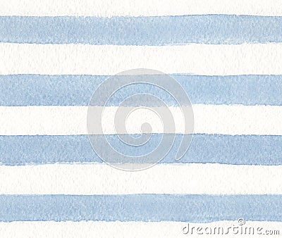 Stripes Of Blue Color On White Paper Background. Watercolor Seamless ...