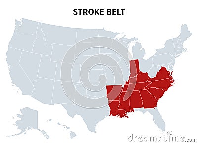 Stroke Belt, Or Stroke Alley Of Southeastern United States, Political ...