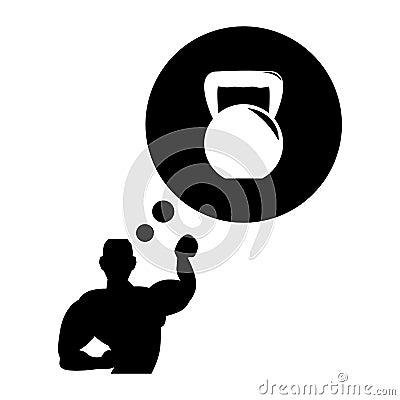 Strong Bodybuilder Silhouette Thinking In Dumbbell Cartoon Vector ...
