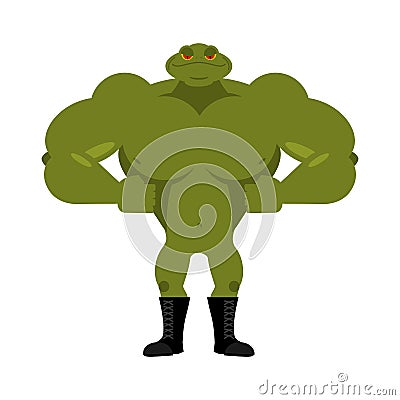 Strong Frog. Powerful Toad With Large Muscles. Amphibian Animal Vector ...