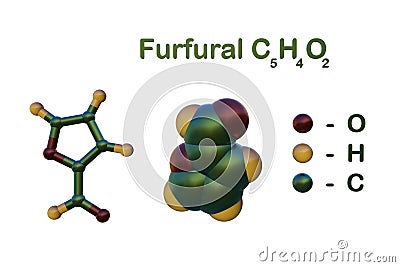 Structural Chemical Formula And Molecular Models Of Furfural, An ...
