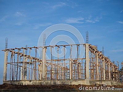 Structural Columns And Beams, Concrete House. Royalty-Free Stock Image ...