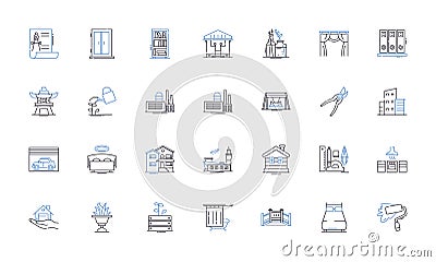 Structural Design Line Icons Collection. Foundation, Beam, Truss, Load ...