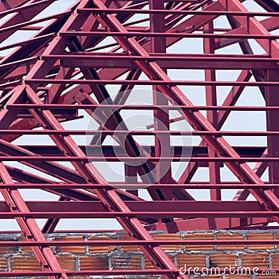 Structural Steel Beam On Roof Of Building Residential Stock Photo ...