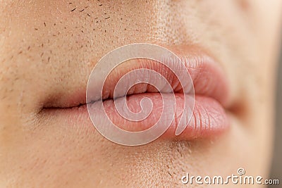 The Structure Of Human Lips, Close-up, Morphology And Anatomy, Mucous ...