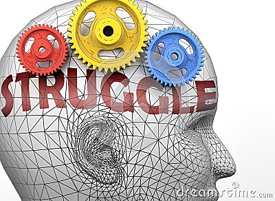 Struggle And Human Mind - Pictured As Word Struggle Inside A Head To ...
