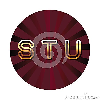 STU Alphabet Font Letters Red Round Emblem Cartoon Vector ...