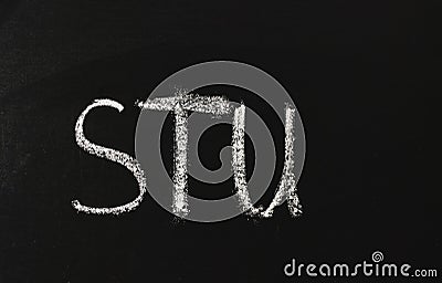 STU Alphabet Letters Written In White Chalk On A Black Chalkboard ...