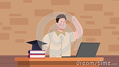 Student Boy with Laptop Animation Stock Footage - Video of education ...